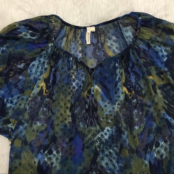 Susan Lawrence | Tops | Susan Lawrence Blue Boho Summer Sheer Top ...